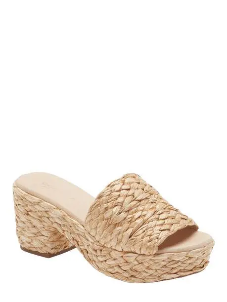 CHOCOLAT BLU Raffia Platform Slide Sandal - Natural Raffia