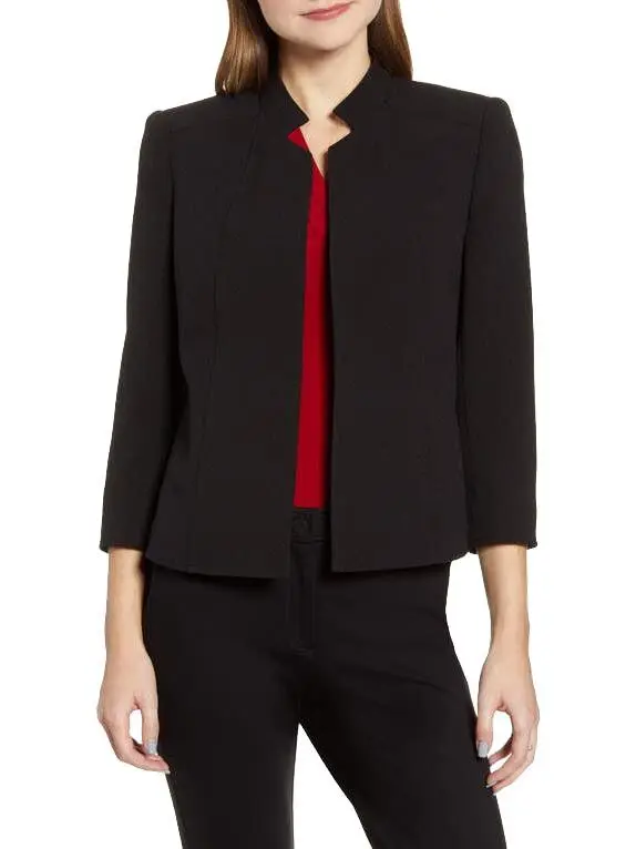 Anne Klein Crepe Open Front Jacket - Anne Blk