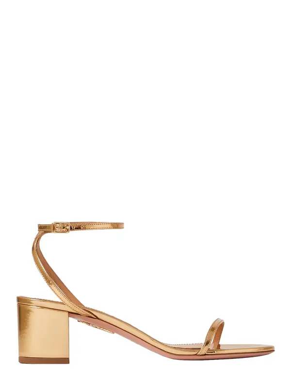AQUAZZURA Olie 50 Metallic Leather Sandals - Gold