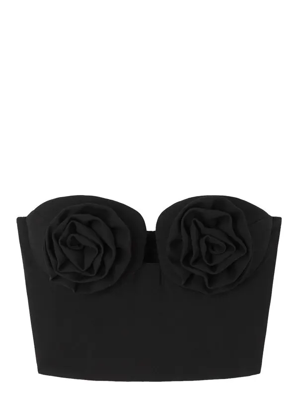 Magda Butrym Strapless Cropped Crepe Bustier Top - Black