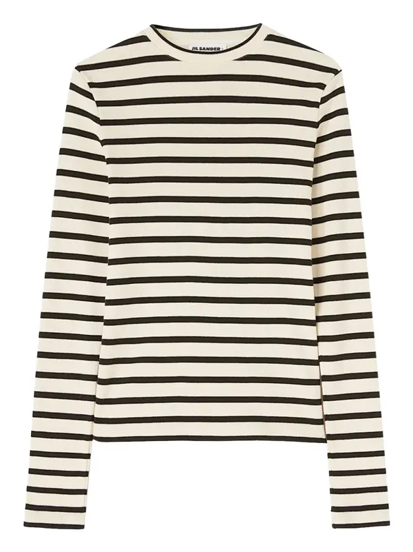 JIL SANDER Stripe-print Cotton T-shirt - Neutrals