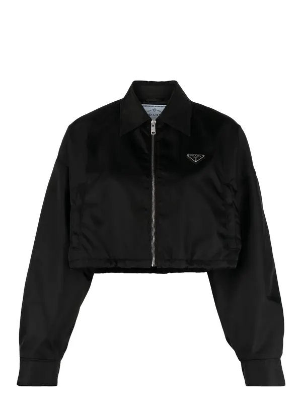 Prada Re-nylon Cropped Blouson Jacket - Black