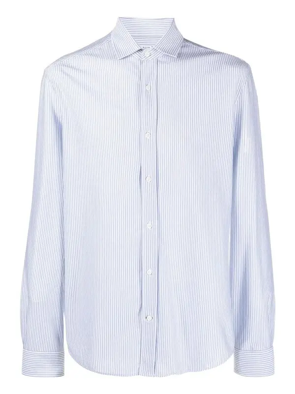 Brunello Cucinelli Candy-stripe Long-sleeve Shirt - Blue