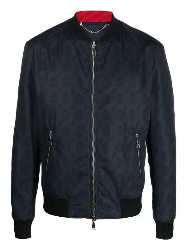 BILLIONAIRE Crest Monogram-print Bomber Jacket - Blue