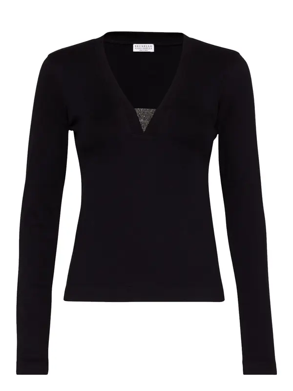 Brunello Cucinelli Monili-embellished T-shirt - Black