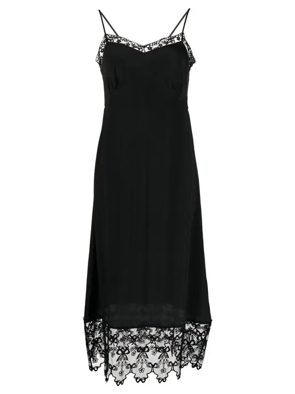 Simone Rocha Lace-trimmed Midi Dress - Black