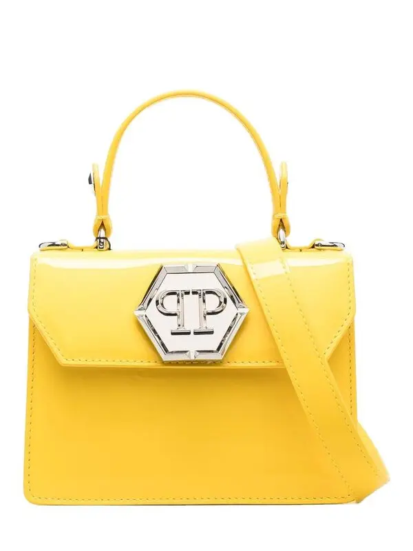 Philipp Plein Logo-plaque Patent-leather Handbag - Yellow