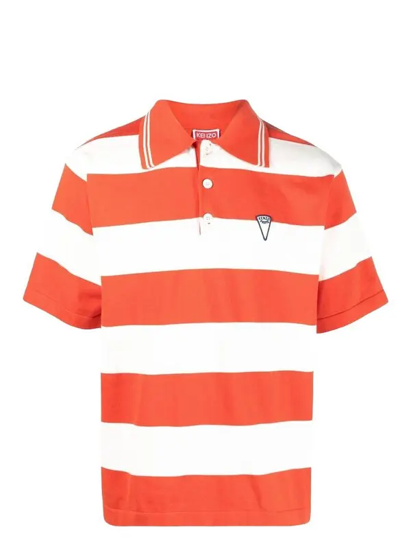 Kenzo Logo-print Striped Polo Shirt - Orange