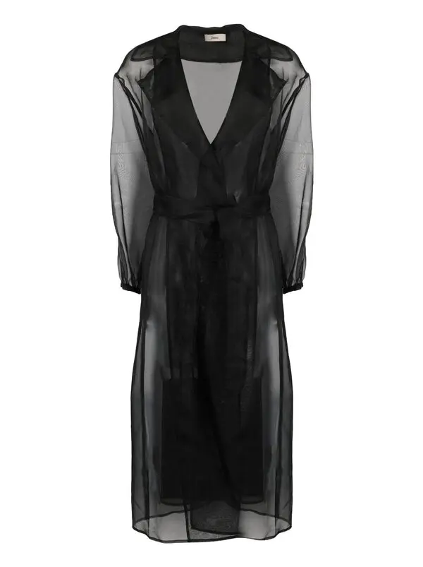 Herno Belted Silk Coat - Black
