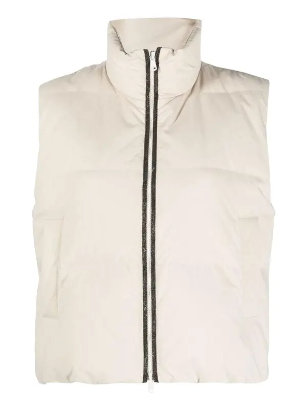 Brunello Cucinelli High-neck Padded Gilet - Neutrals