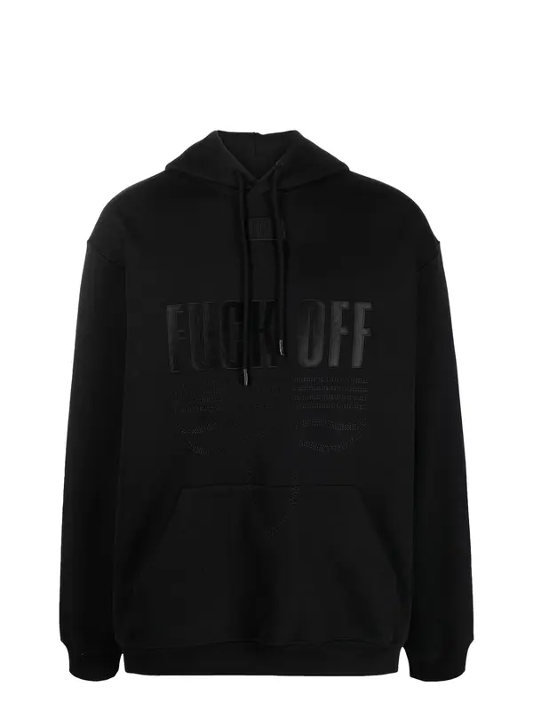 VTMNTS Slogan-print Pullover Hoodie - Black