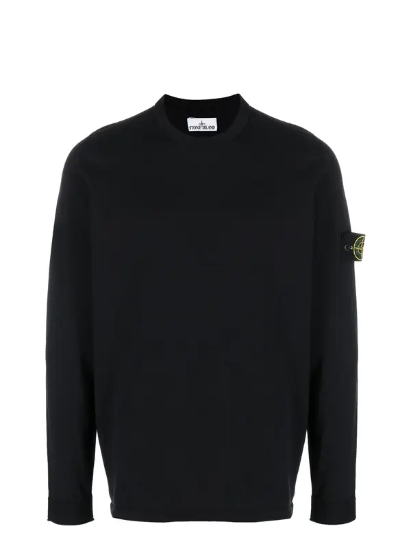 Stone Island Compass-logo Cotton Jumper - Black