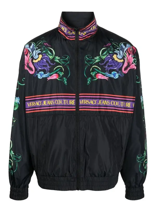 Versace Floral Graphic Print Jacket - Black