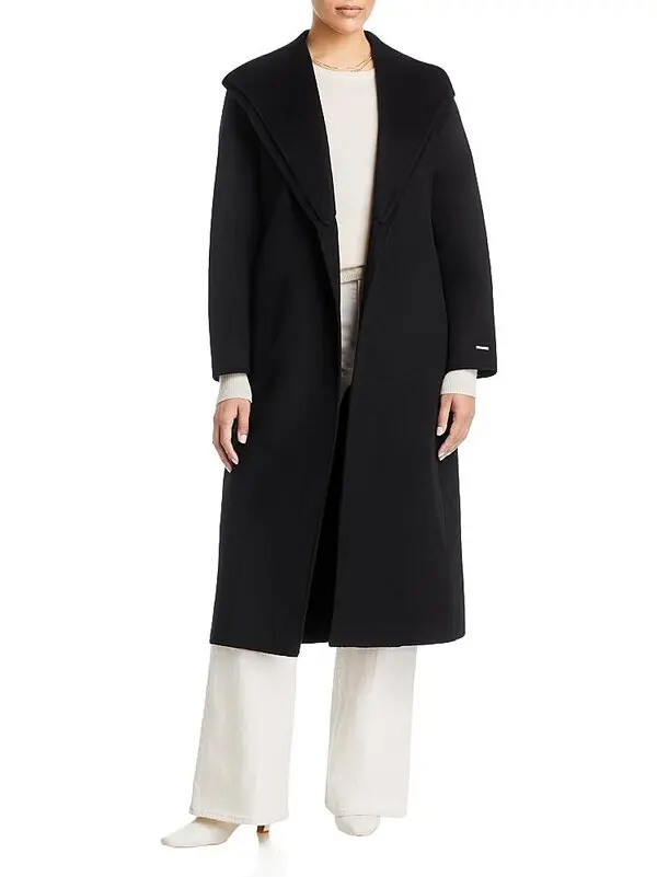 Tahari Elliot Belted Wrap Coat - Black