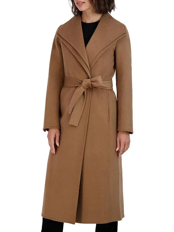 Tahari Elliot Belted Wrap Coat - Camel