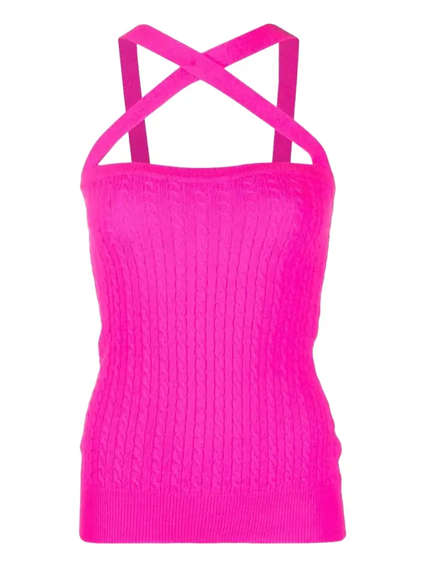 Patou Cable-knit Halterneck Top - Pink