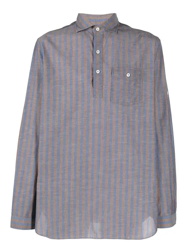 LARDINI Striped Cotton Shirt - Blue