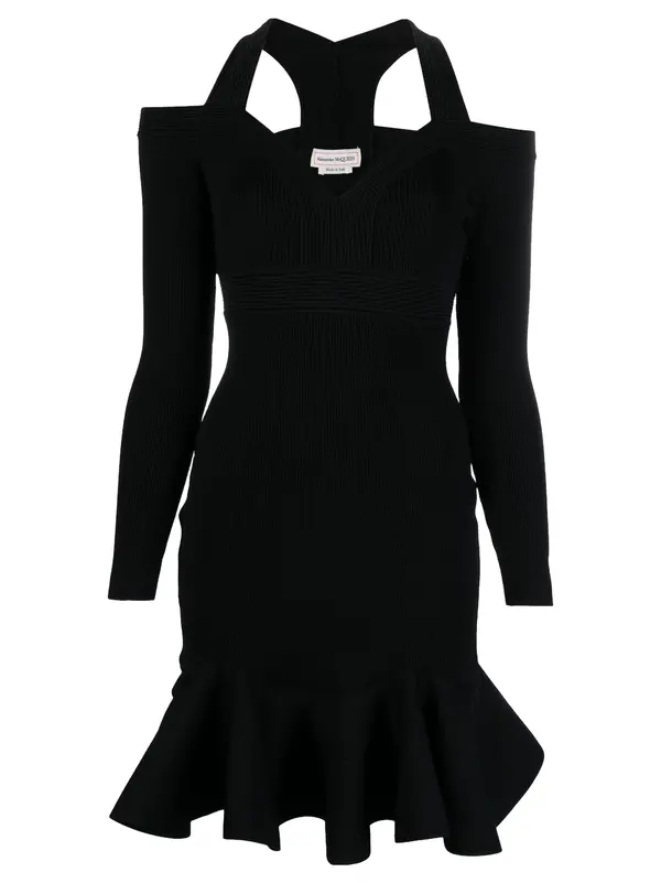 Alexander McQueen V-neck Mini Dress - Black