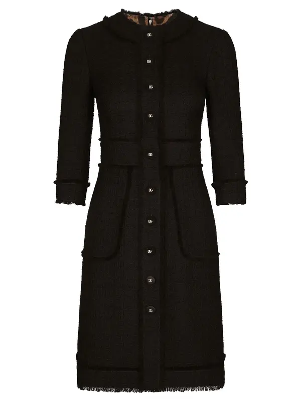 Dolce & Gabbana Tweed Midi Dress - Black