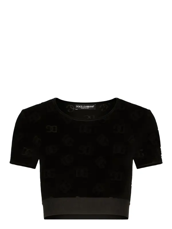 Dolce & Gabbana Dg-logo Flocked T-shirt - Black