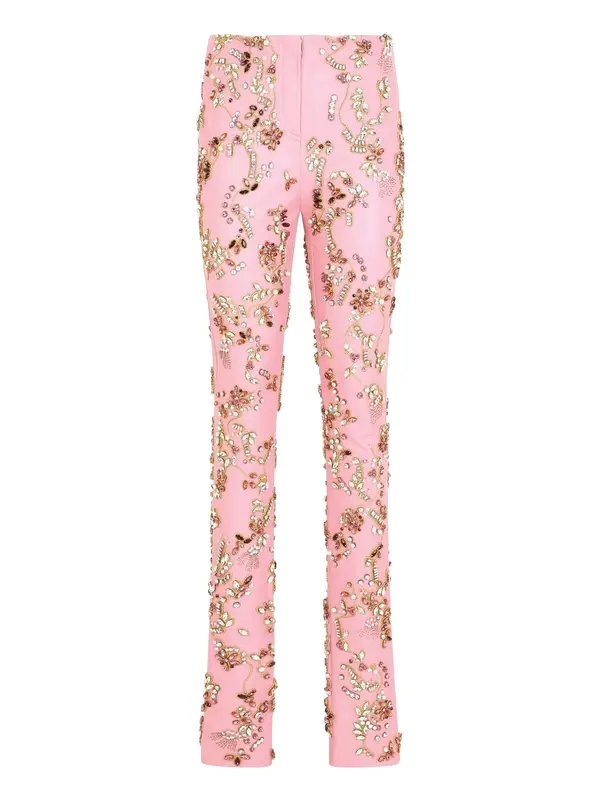 Dolce & Gabbana Embellished Leather Trousers - Pink