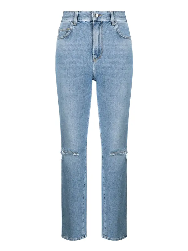 Liu Jo Ripped Straight Leg Jeans - Blue