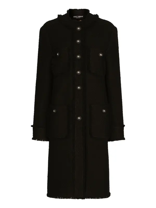 Dolce & Gabbana Single-breasted Tweed Coat - Black