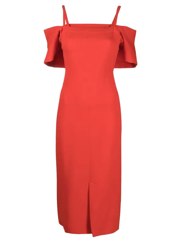 Victoria Beckham Off-shoulder Midi Dress - Red