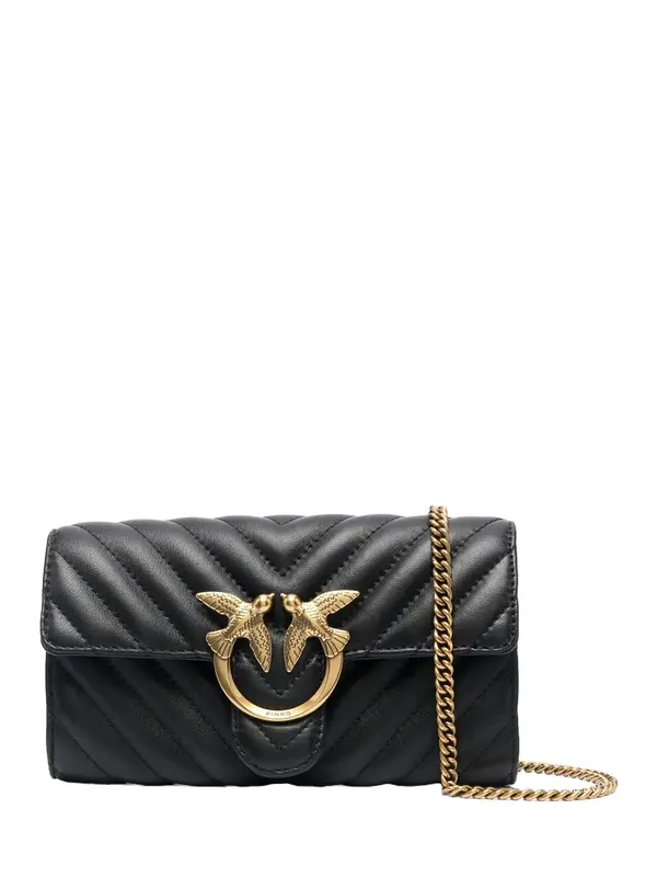 Pinko Logo-plaque Matelassé Shoulder Bag - Black