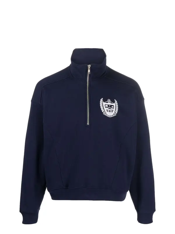 SPORTY & RICH Logo-print Zip-up Sweatshirt - Blue
