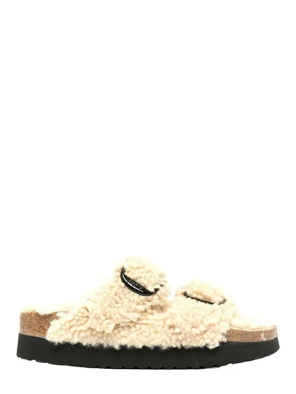 BIRKENSTOCK Arizona Big Buckle Shearling Slides - Neutrals