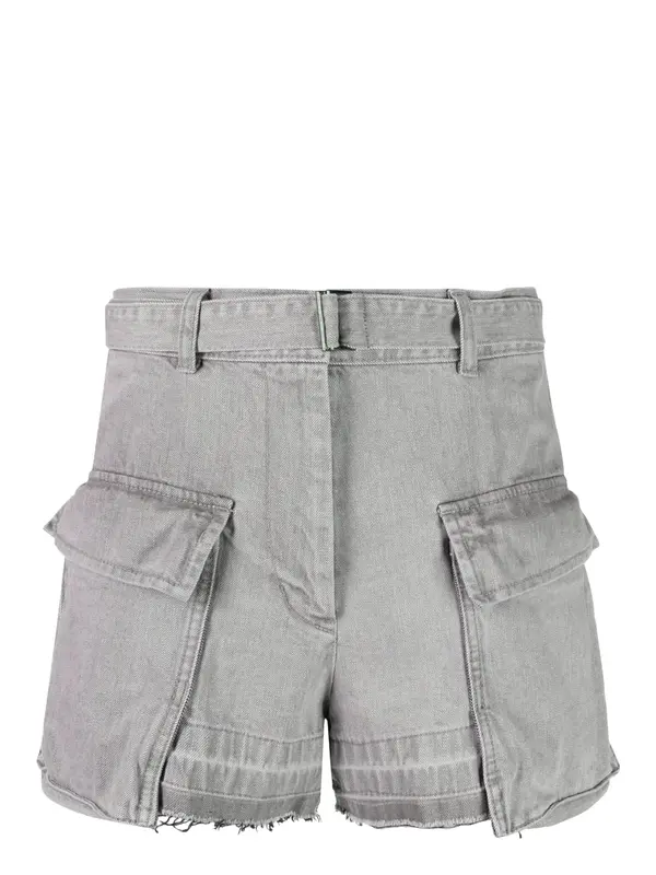 Sacai Belted-waist High-waisted Shorts - Grey