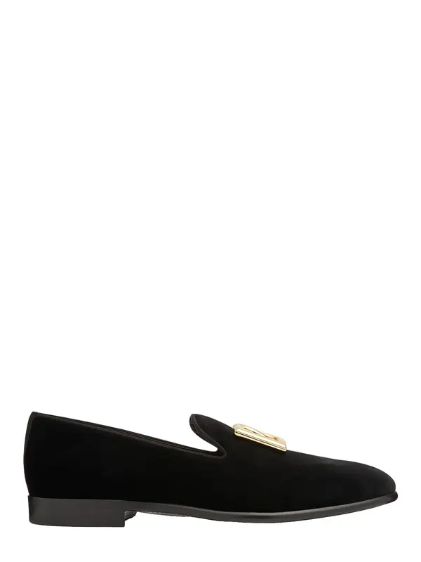 Dolce & Gabbana Logo Velvet Loafers - Black