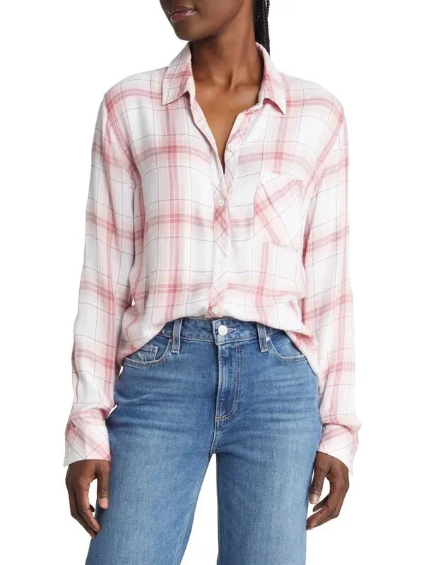 Rails Hunter Plaid Button-up Shirt - Blush White Petal