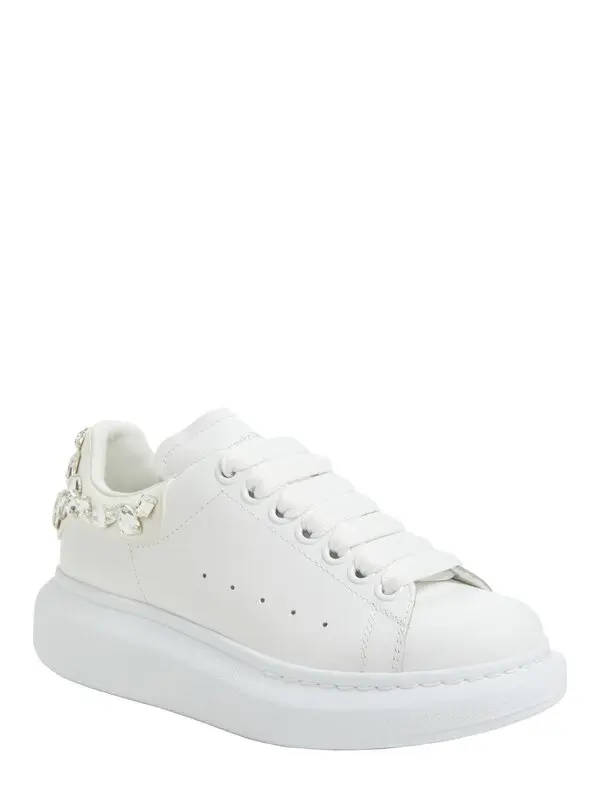 Alexander McQueen Oversized Crystal-embellished Sneakers - White/crystal