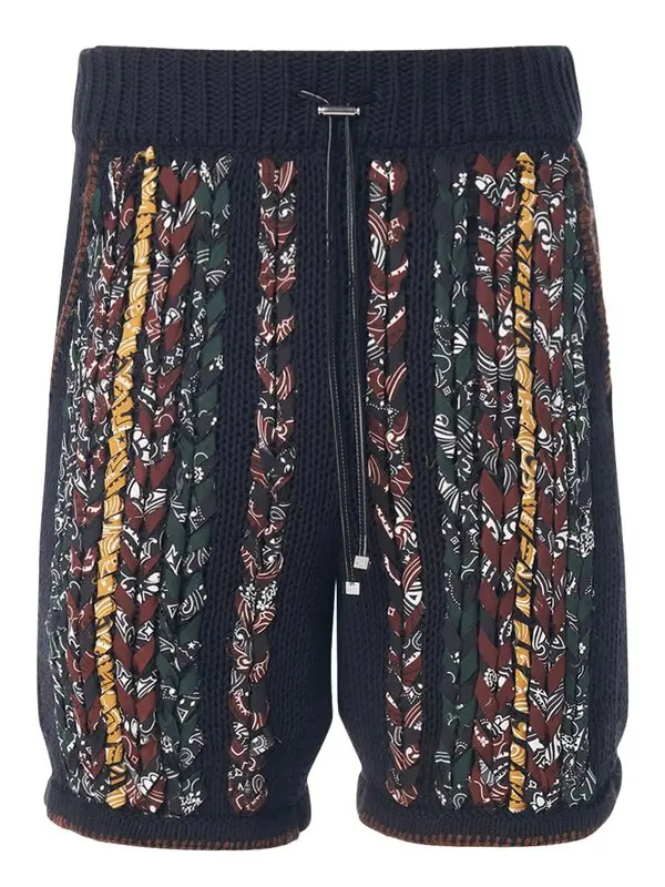 Amiri Braided Bandana Stripe Print Shorts - Black