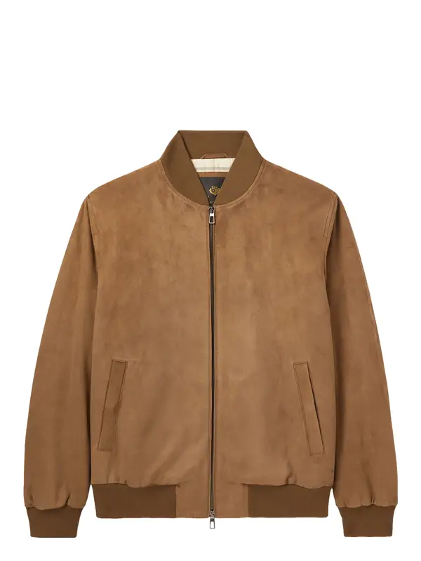 Loro Piana Lp Ivy Suede Bomber Jacket - Brown