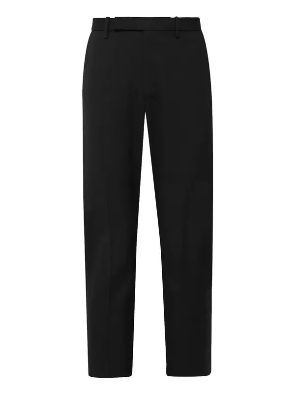 NILI LOTAN Tapered Cropped Virgin Wool-twill Trousers - Black