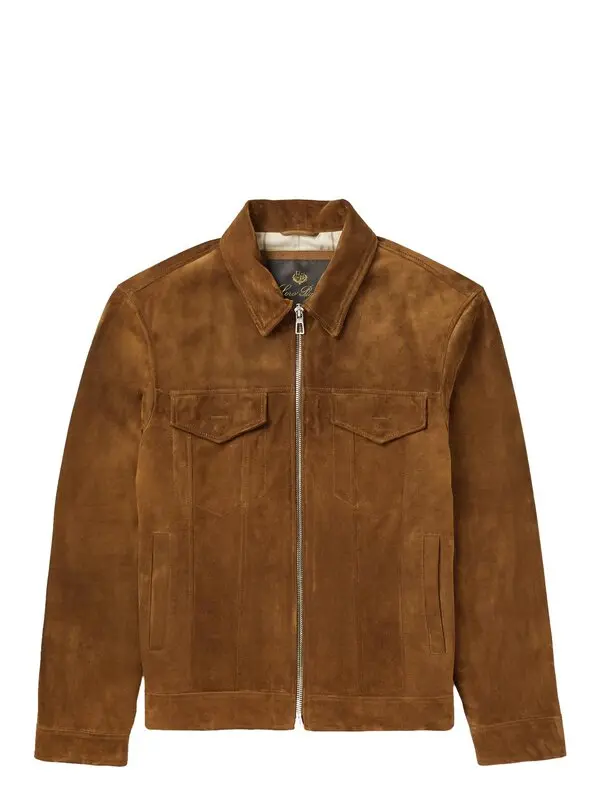 Loro Piana Suede Trucker Jacket - Brown