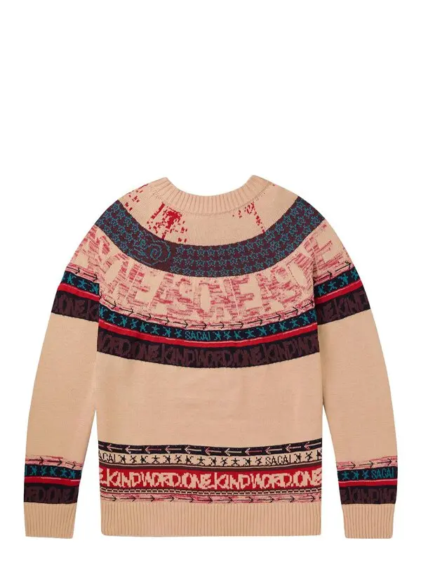 Sacai Eric Haze Fair Isle Cotton-jacquard Sweater - Pink