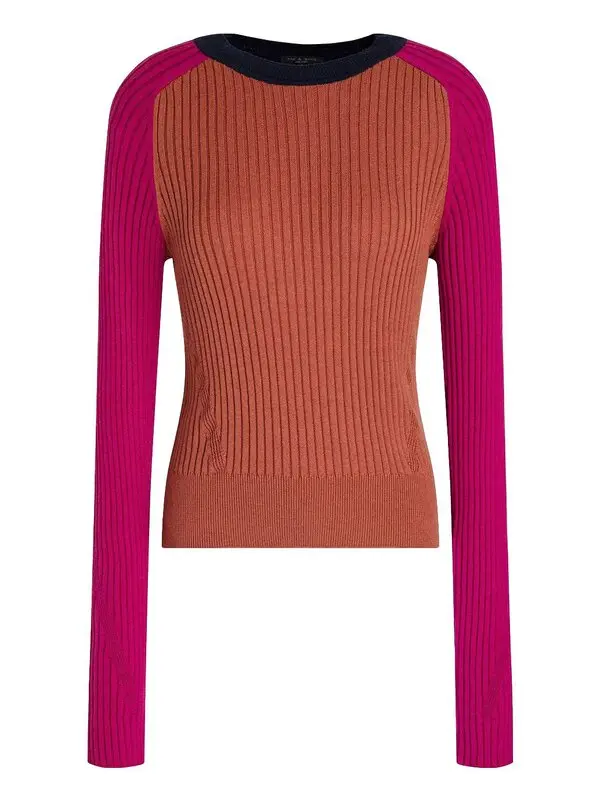 Rag & Bone Navaya Ribbed Cotton And Cashmere-blend Sweater - Brick