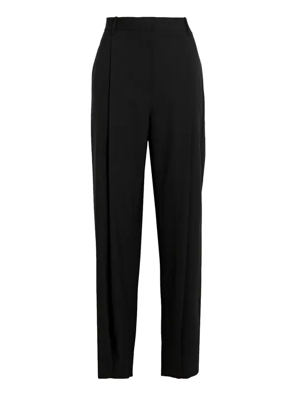 Victoria Beckham Pleated Wide-leg Wool Pants - Black