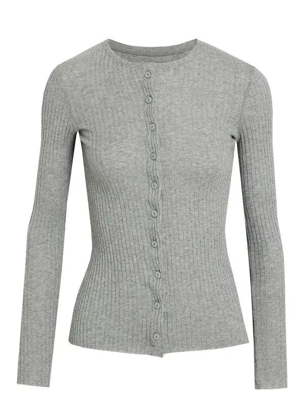 Enza Costa Ribbed Cotton And Cashmere-blend Cardigan - Gray