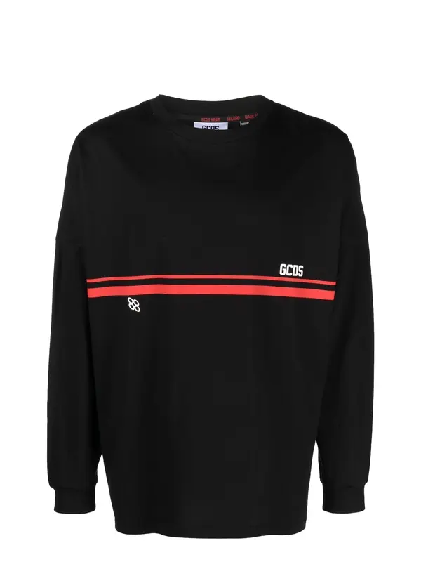 Gcds Logo-print Striped Sweatshirt - Black