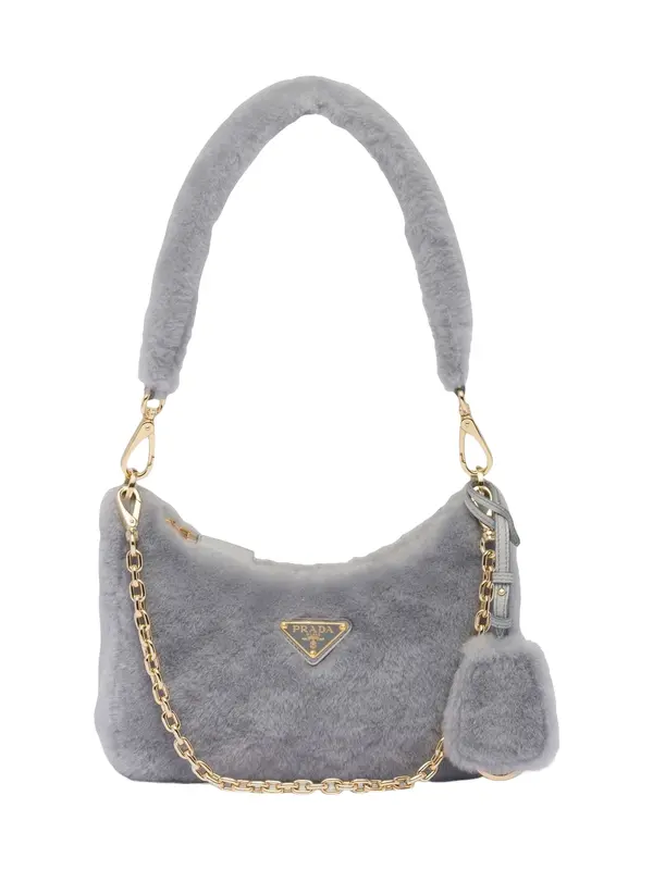 Prada Re-edition Shearling Mini Bag - Grey