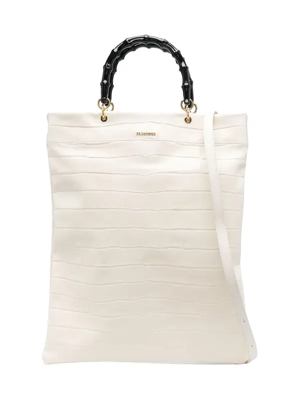 JIL SANDER Crocodile-effect Leather Tote - Neutrals