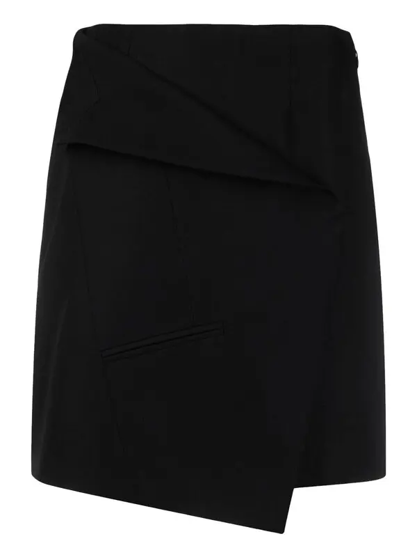 Alexander McQueen Asymmetric Wool Miniskirt - Black