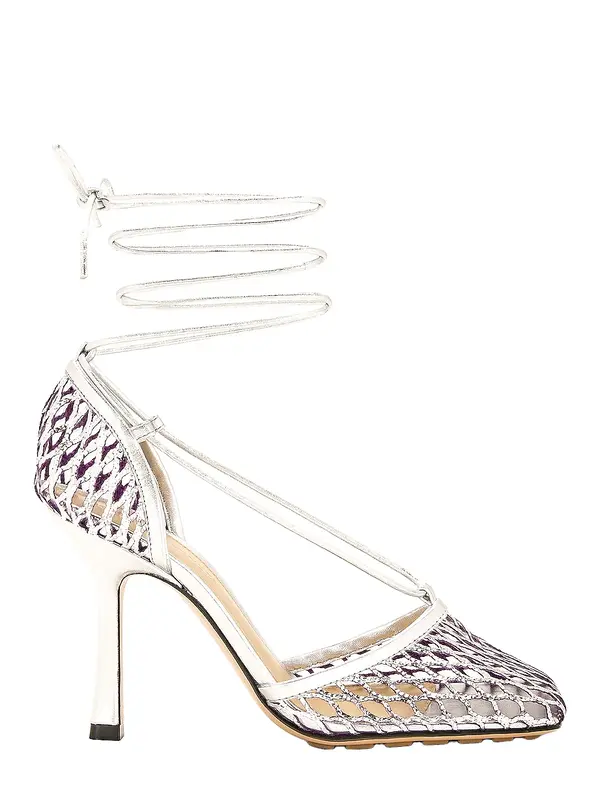 Bottega Veneta Stretch Lace Up Sandal - Purple & Silver