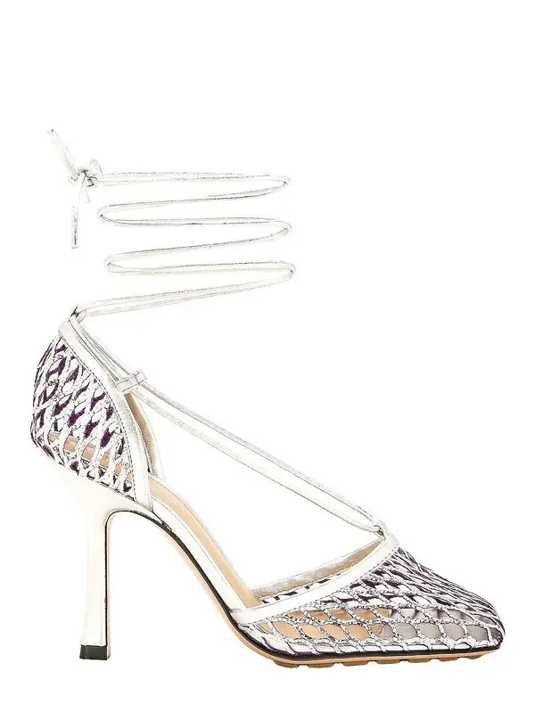 Bottega Veneta Stretch Lace Up Sandal - Purple & Silver