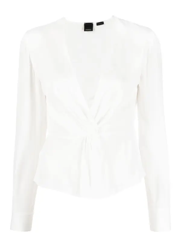 Pinko Twisted V-neck Blouse - White